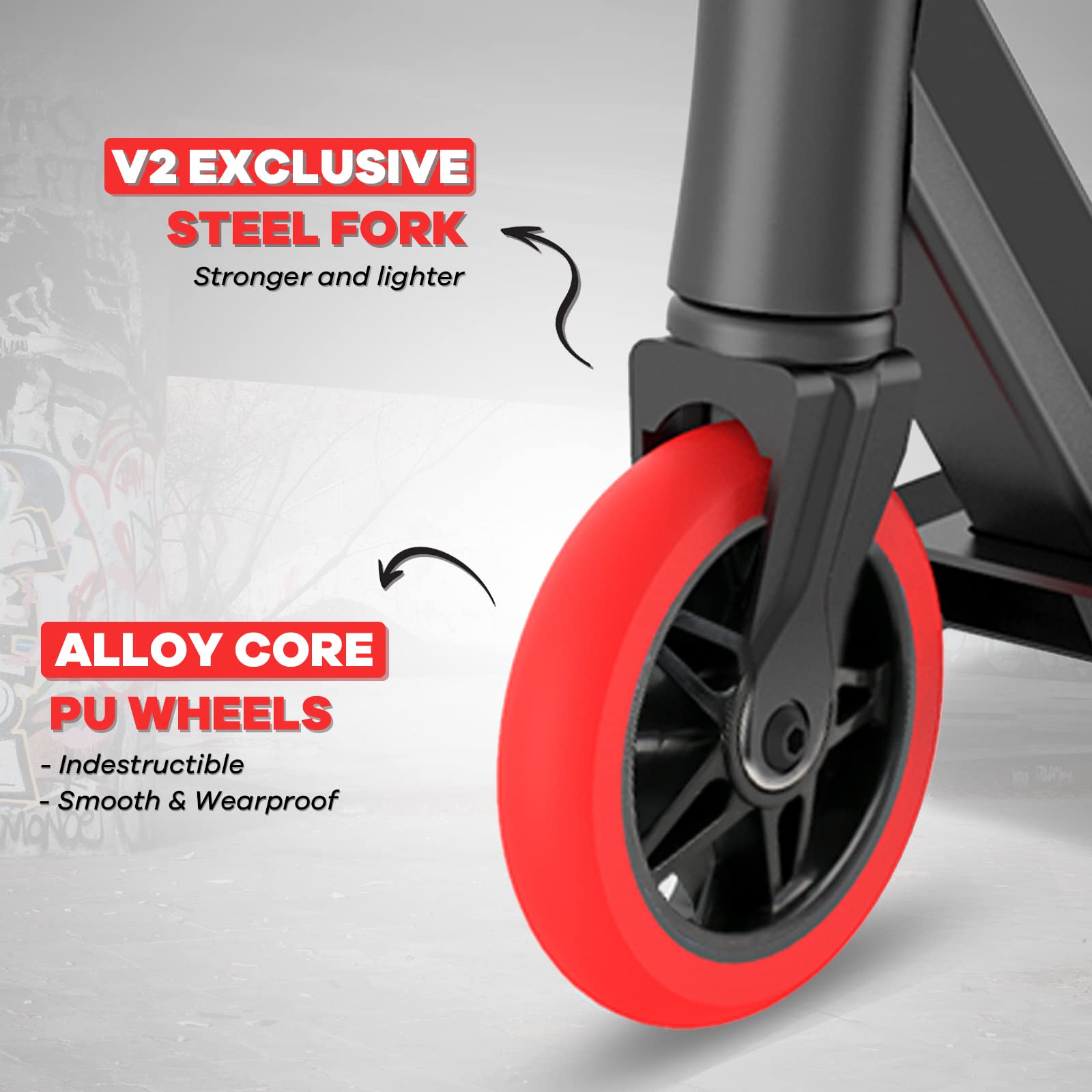 VOKUL Pro Scooter, Metal Wheel Entry Level Trick Stunt Scooter, Freestyle BMX Complete Scooter for Kids Ages 6 Years and Up(Red)