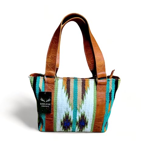 Southwestern Handwoven Wool Leather Boho Tote Purse Western Handbag (Aspen)