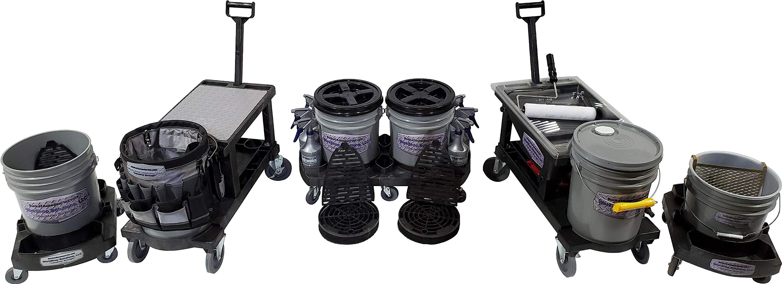 Workshop Solutions, LLC - PailPal Tradesman Pro-Series Cart w/Tool Organizer - Heavy Duty 5" Wheel Casters and Handle for Easy Rolling (5 Gallon Bucket not Included)
