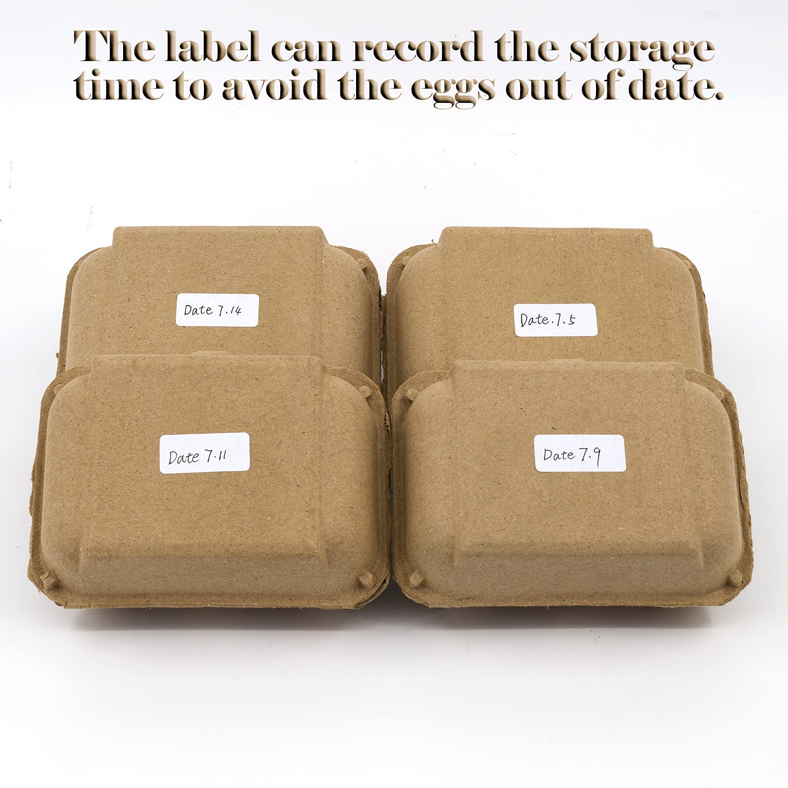 WISHOPE 40 Pieces Paper Egg Cartons for Chicken Eggs Pulp Fiber Egg Tray Holder Bulk Holds 6 Count Eggs Family Farm Market Travel Egg Storage Containers Included 40 Labels Brown