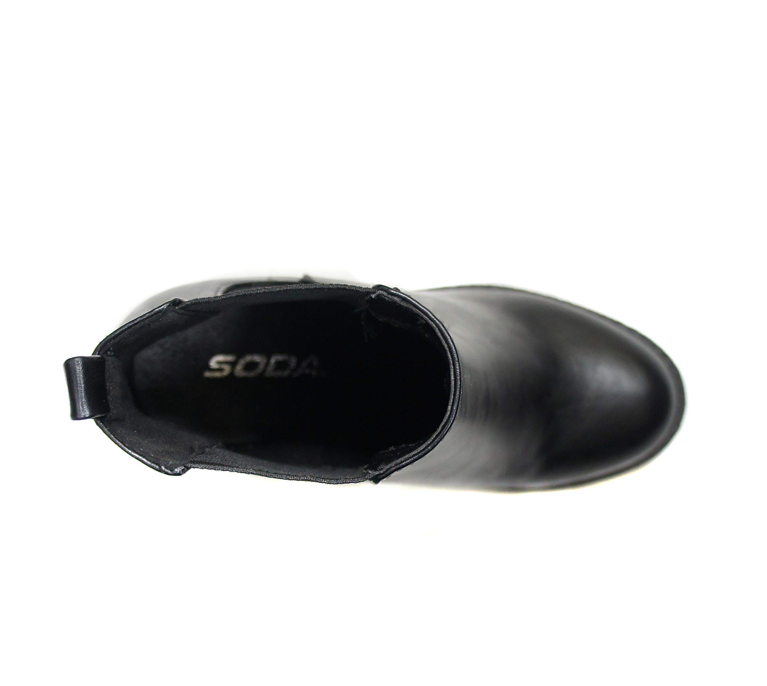 Soda Glove - Ankle Boot w/Lug Sole Elastic Gore and Chunky Heel (7.5, Black (PU))