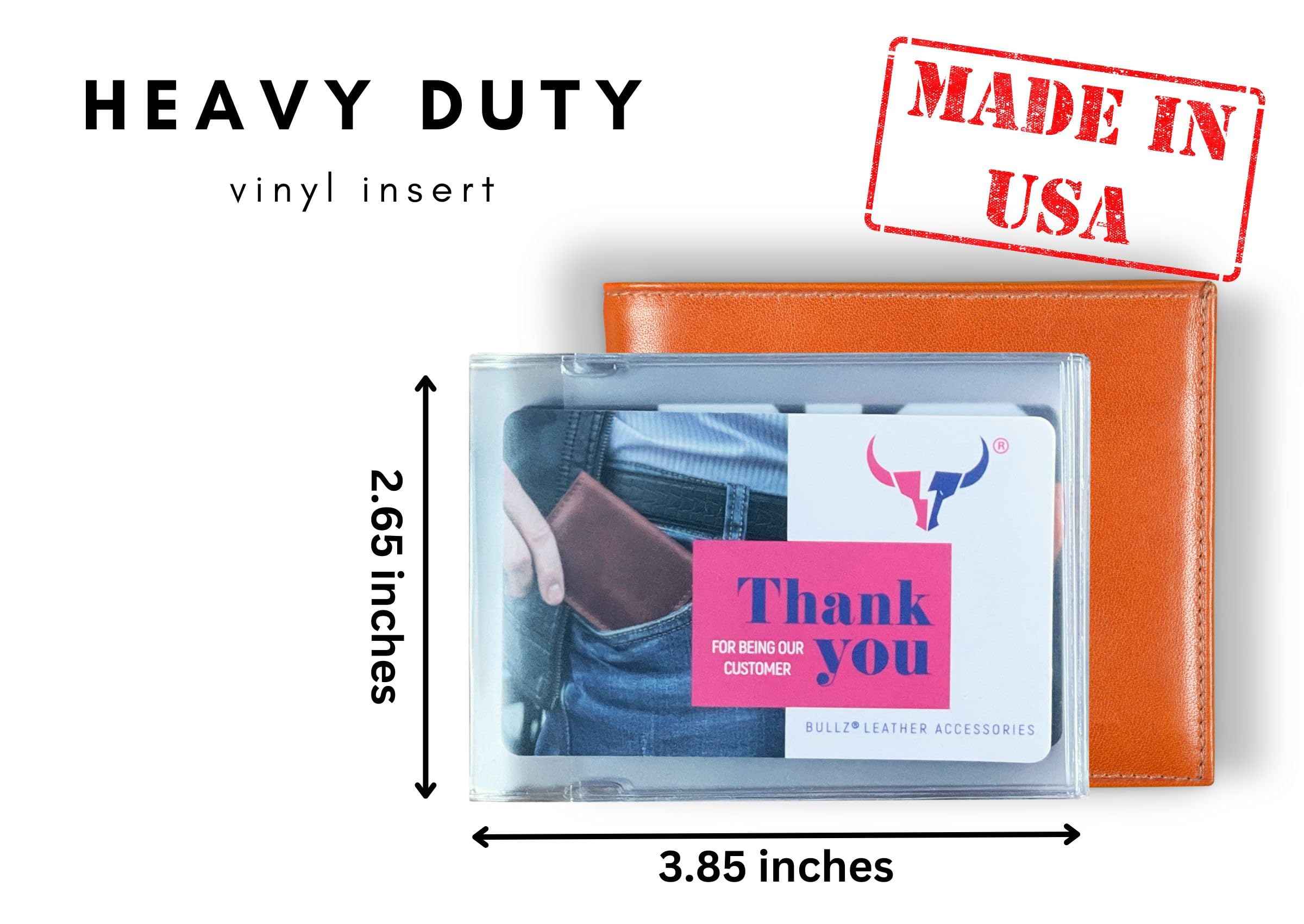 Set Of 2 Heavy Duty Vinyl Credit Card ID Holder Wallet Insert MADE IN USA