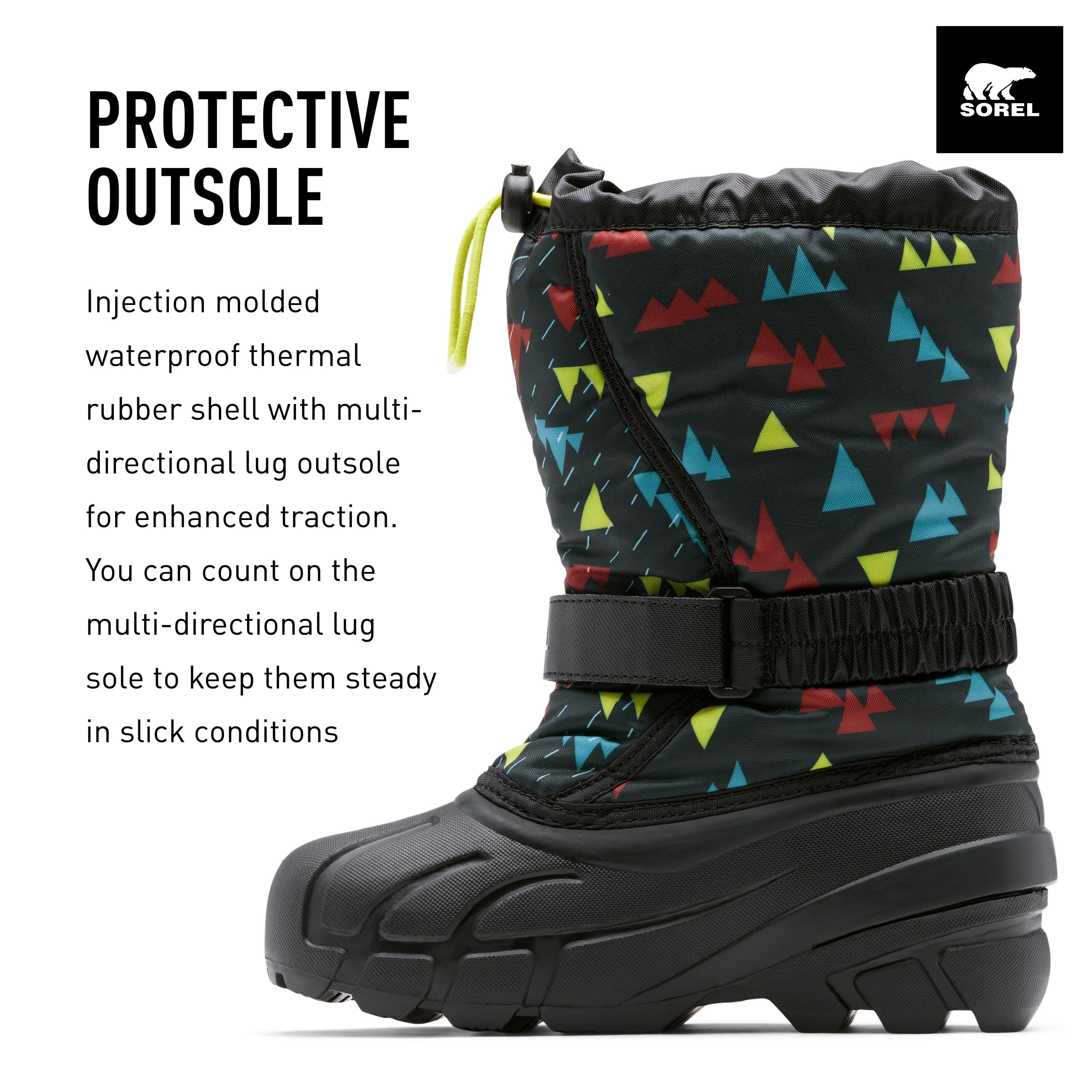 Sorel Youth Girl's Flurry Print Boot - Heavy Snow - Waterproof - Slate Green - Size 1