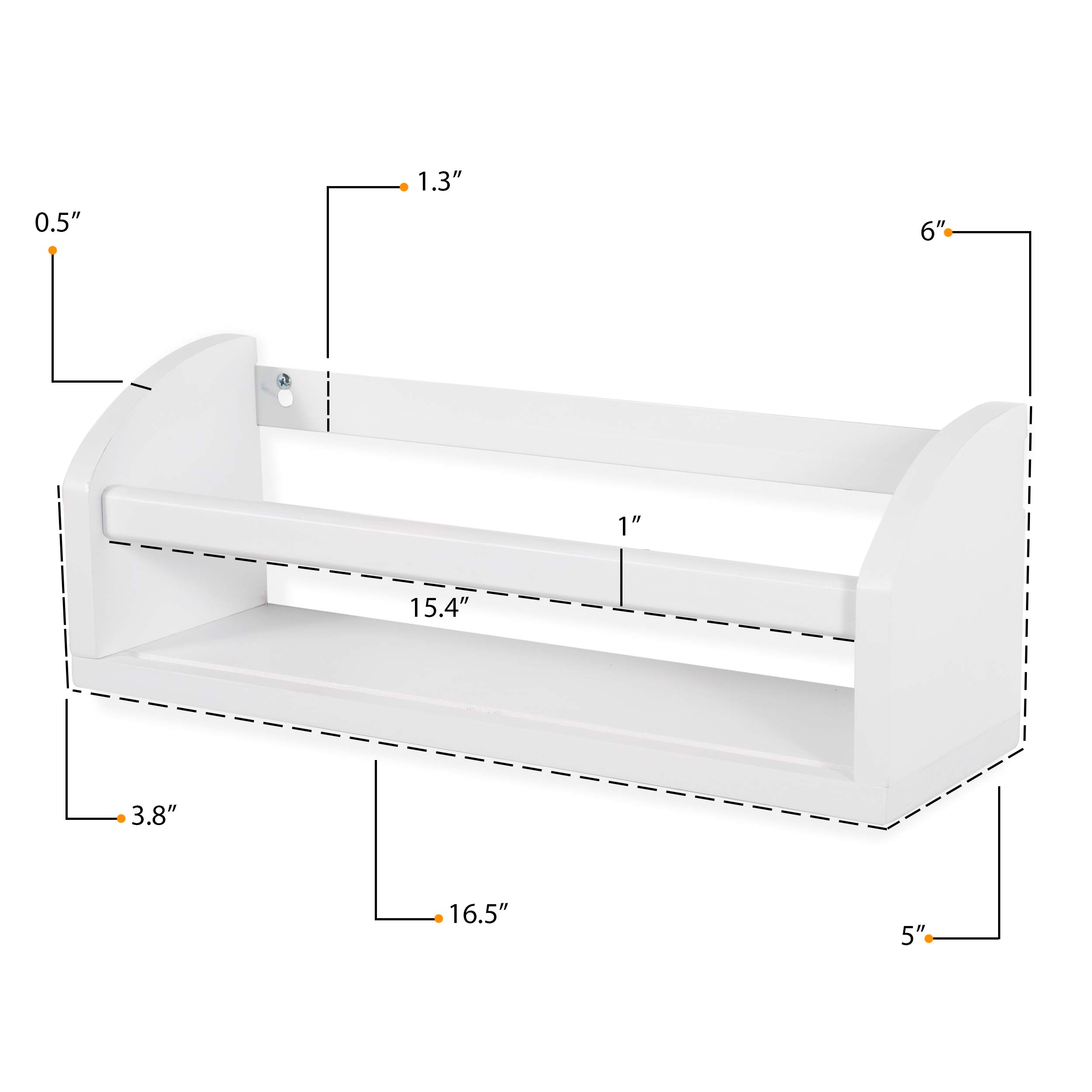 Wallniture Lissa Wall Shelf Wood Wall Mounted White Bookshelf for Nursery Wall Decor, Kids Storage Organizer Set of 2