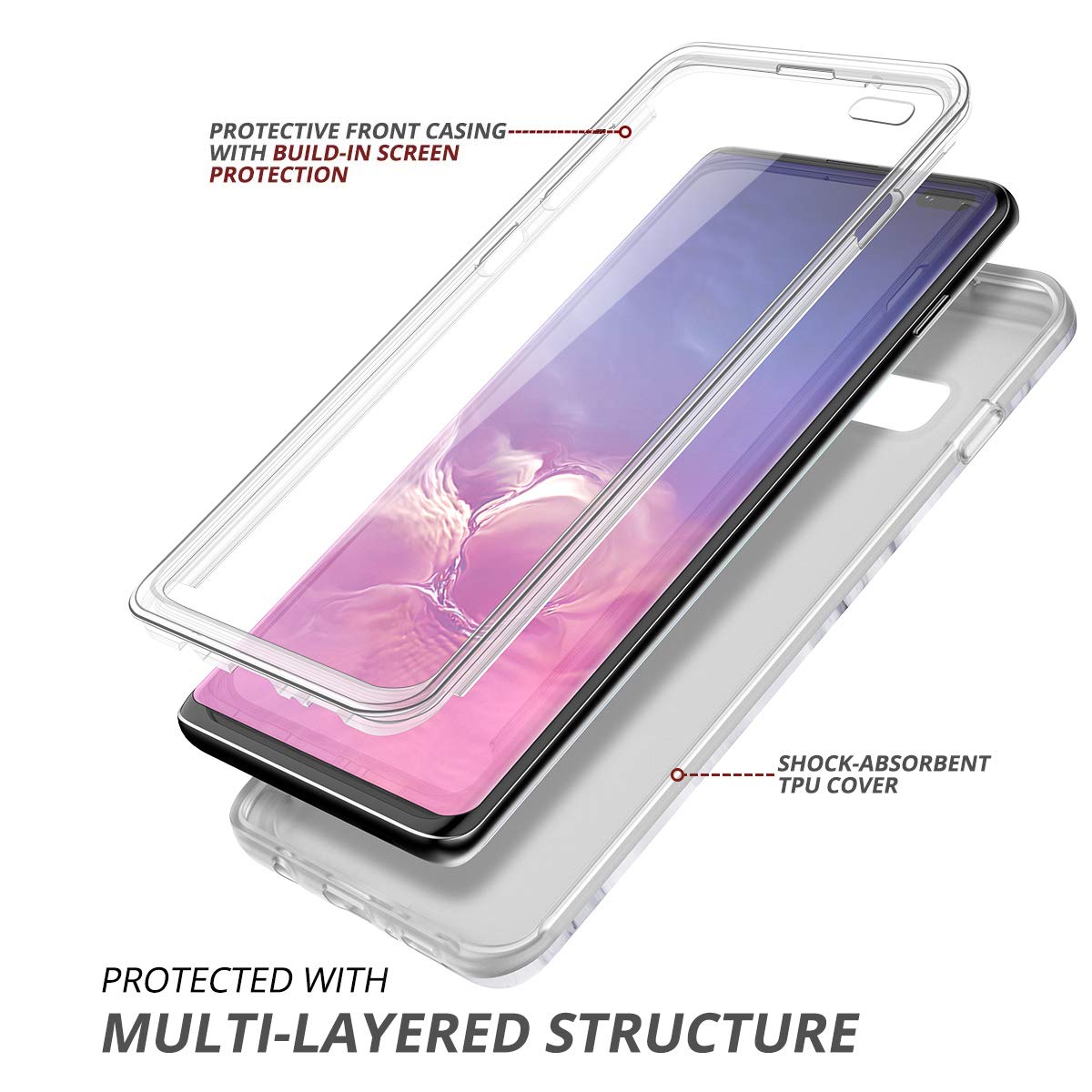 SURITCH Case for Galaxy S10 Plus,[Built-in Screen Protector] Rose Gold Marble Full-Body Shockproof Protection Rugged Cover for Samsung S10 Plus [Compatible with Fingerprint Sensor] (Gold Marble)