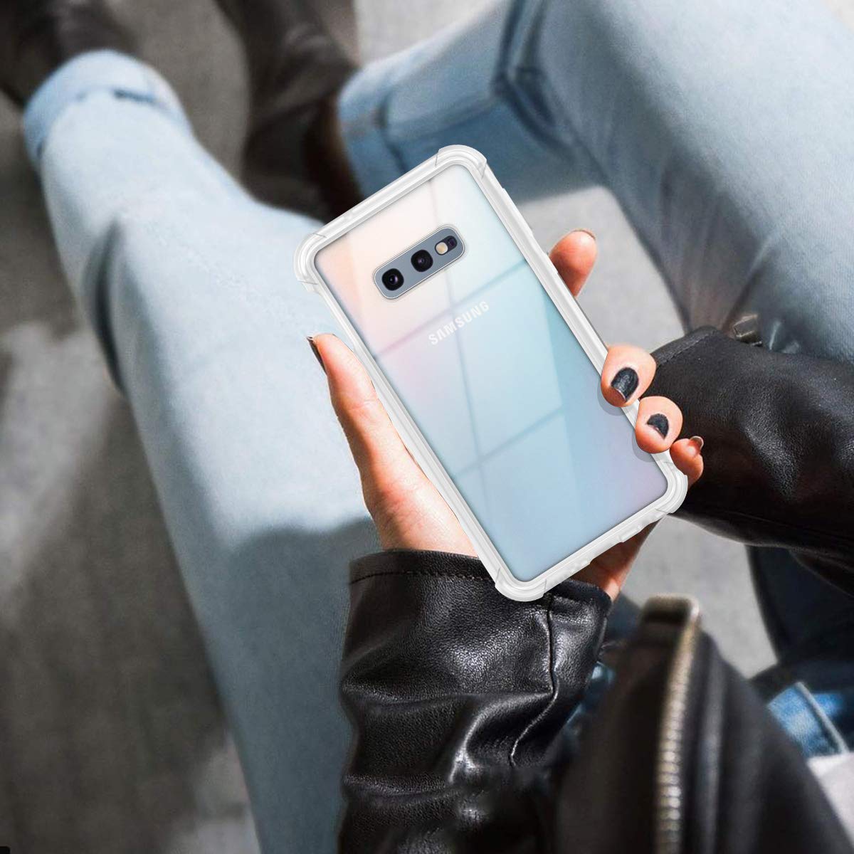SURITCH Clear Case for Samsung Galaxy S10e,【Built in Screen Protector】【Support Wireless Charging】 Hybrid Protection Hard Shell+Soft TPU Bumper Rugged Case Shockproof for Samsung S10e 5.8"(Clear)