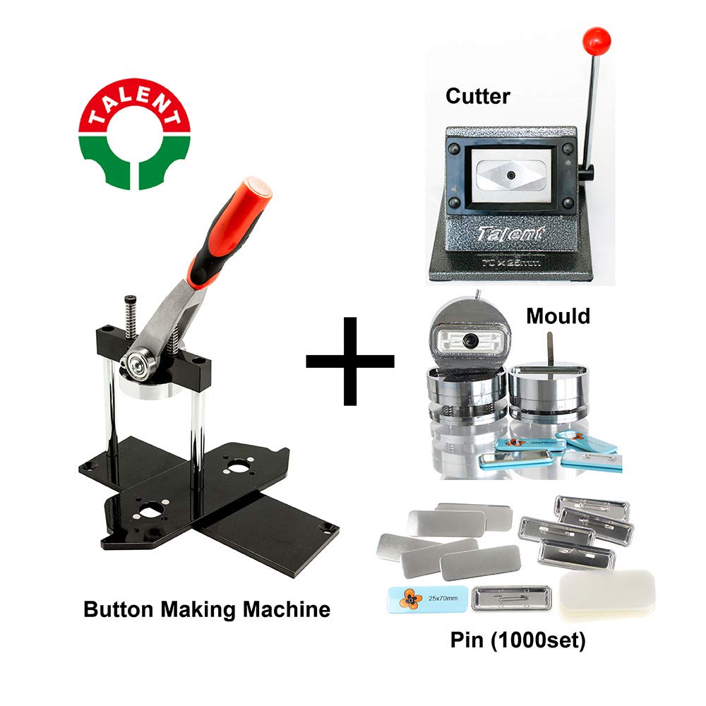 Talent Wholesale Rectangle 25x70mm Metal Pin Button Badge for Rectangle Button Maker Button Making Machine - 500sets