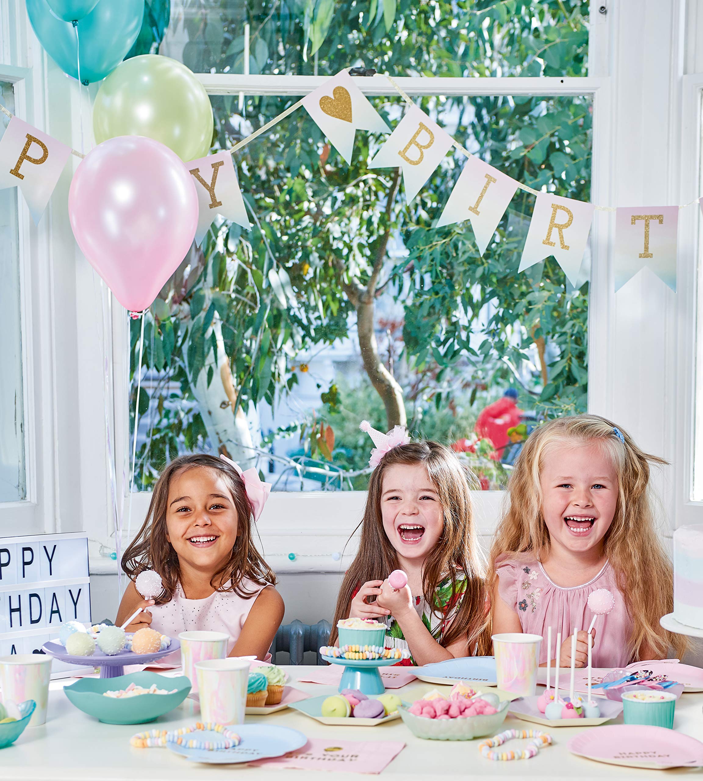 Talking Tables Paper Plates Pastel Happy Birthday Balloon Shaped | Pink, 12 Pack