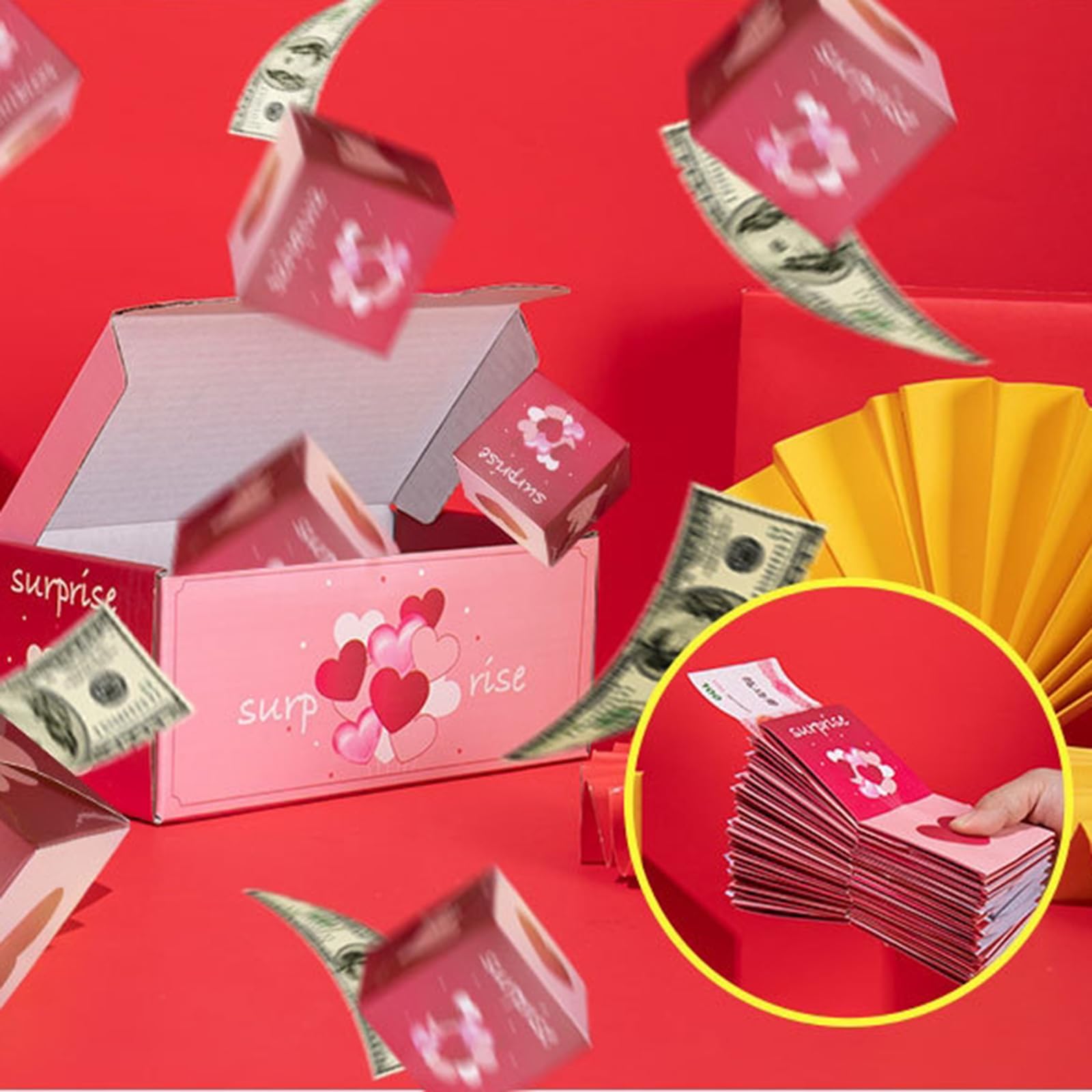 Surprise Box Gift Box,Bounce Surprise Gift Box,Surprise Gift Box Explosion for Money Creativity Folding Bouncing Red Envelope Gift Box,for Birthday(10boxes PINK)