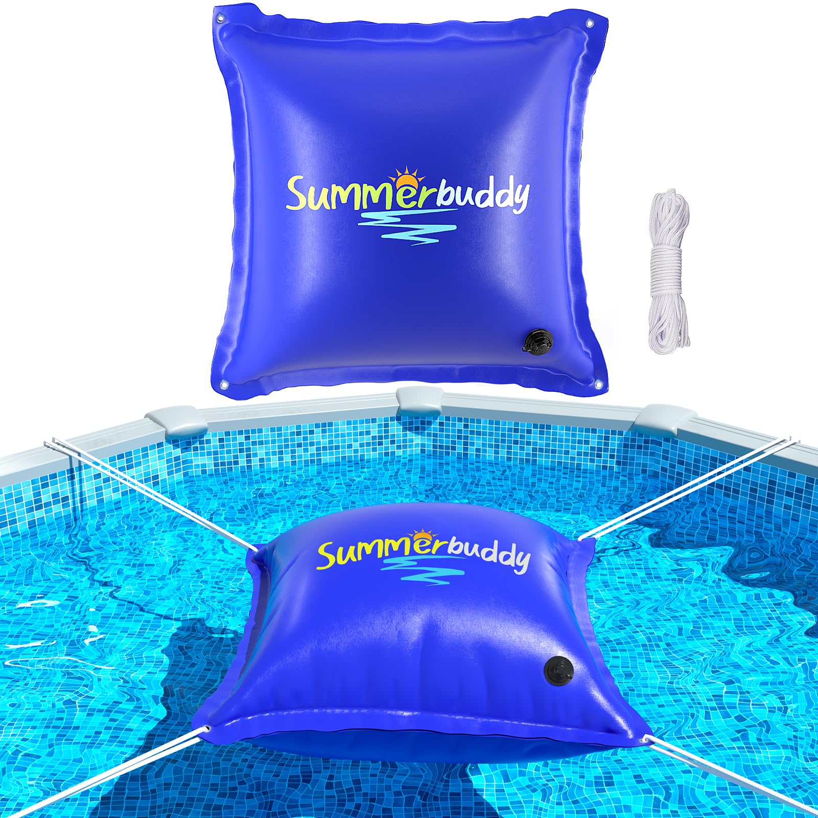 SUMMERBUDDY Pool Pillows for above Ground Pools, 4ftx4ft Pool Pillows for Winterizing, Dual Fold Valve Pool Winter Pillow for Pool Closing, 0.4mm PVC Pool Air Pillows