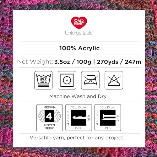 Red Heart Boutique Unforgettable Dragonfly Yarn - 3 Pack of 100g/3.5oz - Acrylic - 4 Medium (Worsted) - 270 Yards - Knitting/Crochet