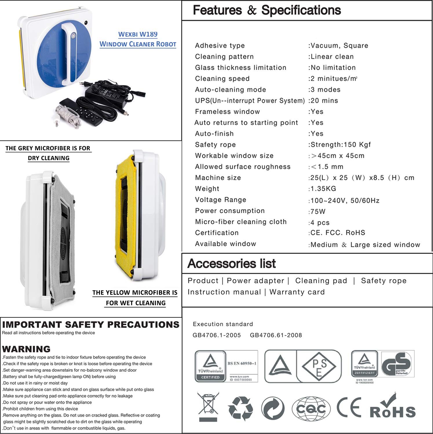 Window Cleaner Robot, Smart Window Cleaning Robot Mop with APP and Remote Control, Automatic Robot Cleaner for Indoor/Outdoor Window Washing with a Gifts for You