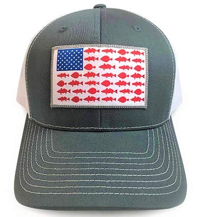 Uno Mas American Flag Gulf Slam Trucker Hat Redfish Flounder Trout Mesh Snapback Caps