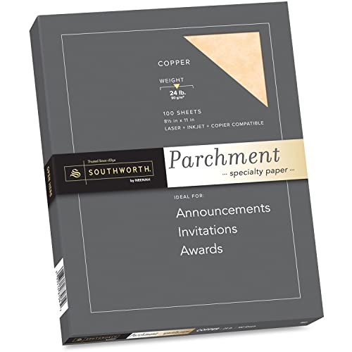 Southworth P894CK336 Parchment Specialty Paper, Copper, 24lb, 8 1/2 x 11, 100 Sheets