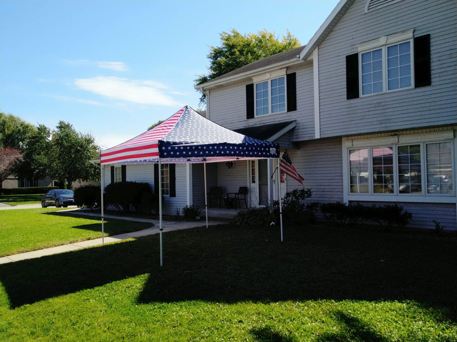 UNIQUECANOPY 10'x10' Pop Up Canopy Tent Commercial Instant Shelter with Heavy Duty Roller Bag, 4 Canopy Sand Bags, 10x10 FT Flag