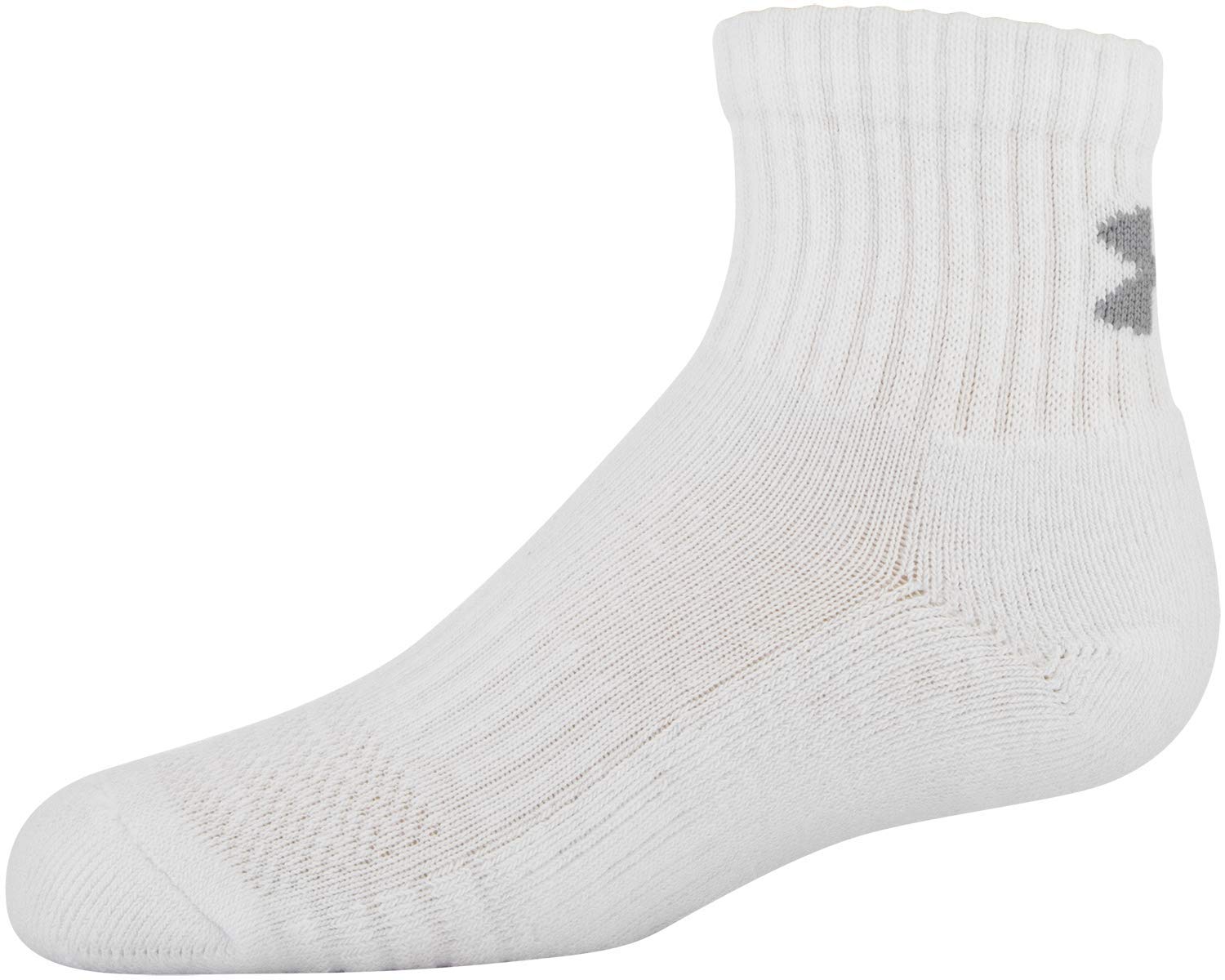 Under Armour Youth Training Cotton Quarter Socks, Multipairs , White (3-Pairs) , Small