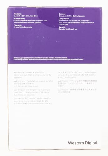 WD Purple 6TB Surveillance 3.5 Inch Internal Hard Drive - Allframe 4K - 180TB/yr, 64MB Cache, 5640 RPM Class