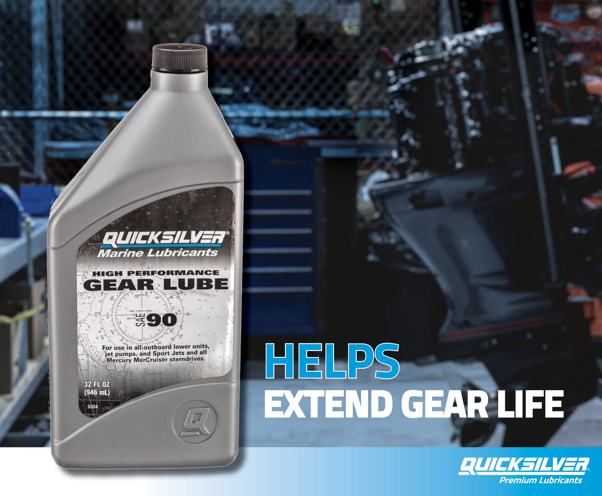 Quicksilver by Mercury Marine 858064Q01 SAE 90 High Performance Gear Lube, 32 oz.
