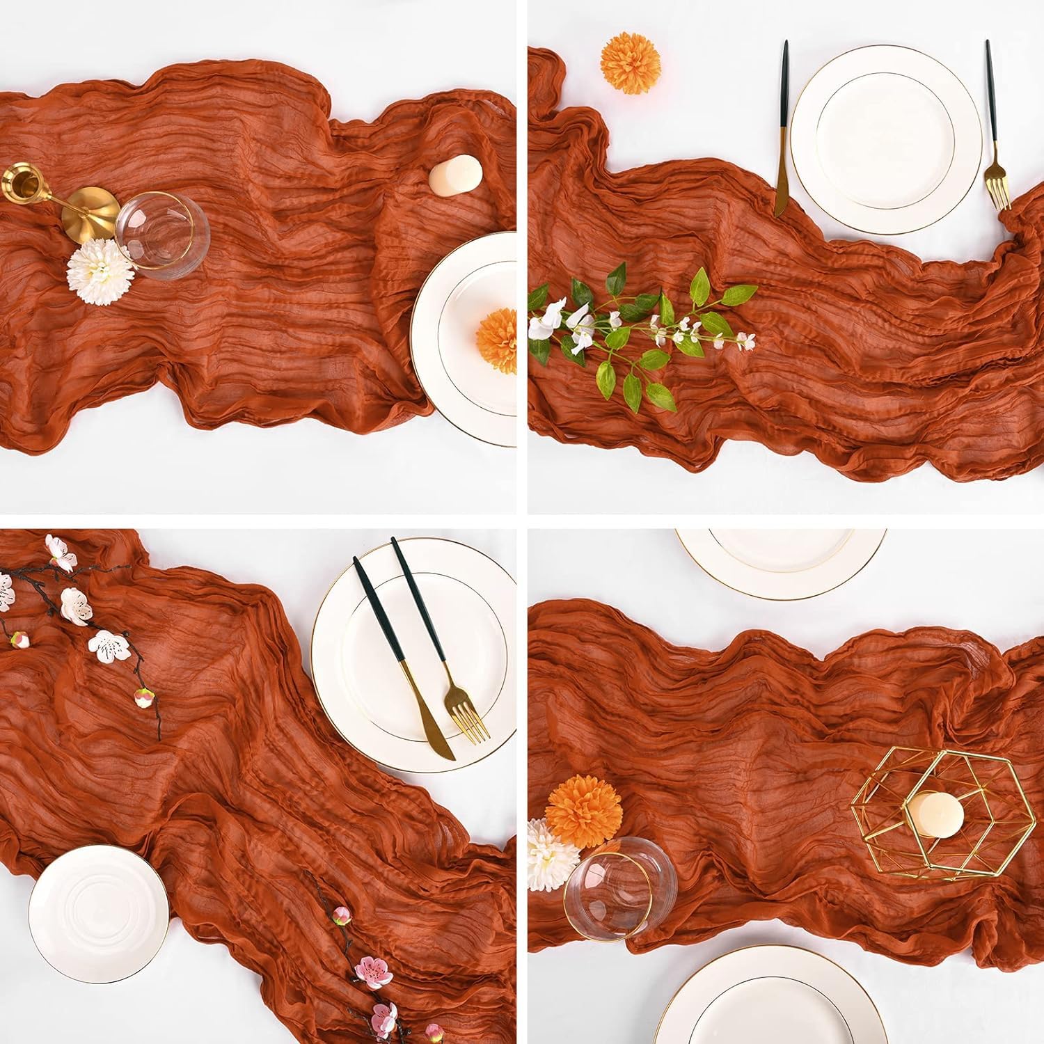Sage Green Cheesecloth Table Runner, 10Ft Cheese Cloth Table Runner 6 Pack Gauze Table Runner Cheesecloth Fabric 35x120 Inch Boho Table Runner for Wedding Bridal Baby Shower Table Decorations