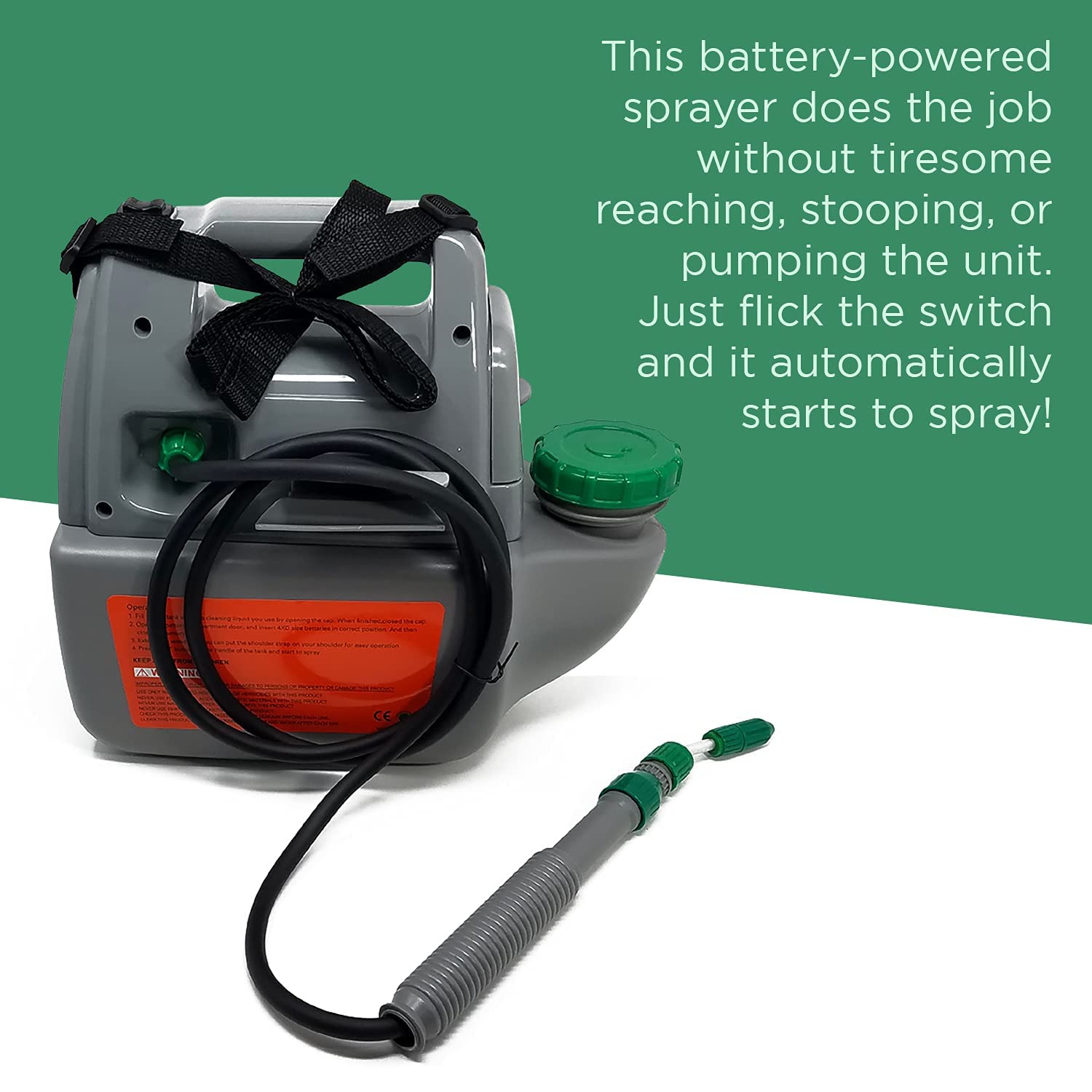 SAGEFINDS Portable Garden Sprayer | for Plants, Lawns, Weeds | Telescope Wand | Battery Powered | Shoulder Strap | 1 Gallon