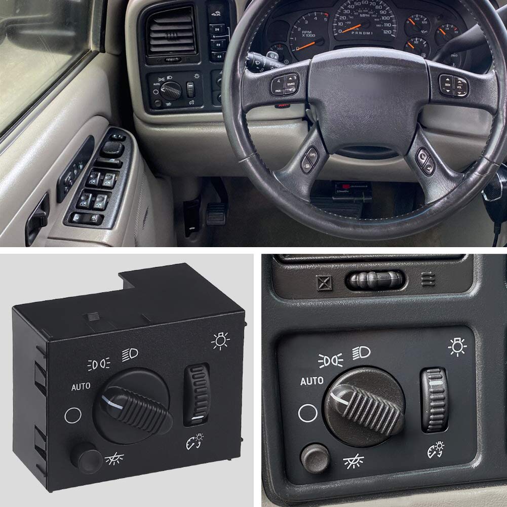 WMPHE Compatible with Headlight Switch Chevy Silverado GMC Sierra 2003-2007 Suburban Avalanche Yukon Tahoe Cadillac Escalade Headlamp Dimmer Switch Replace OE # 19381535 D1595G 15194803