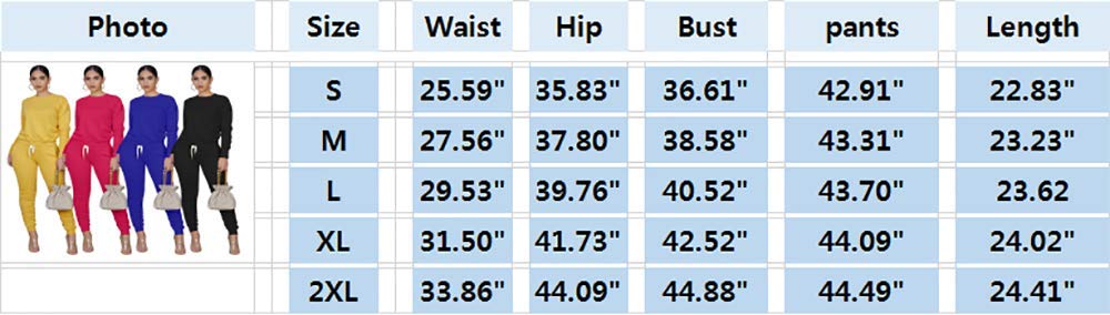 WUSENST Womens 2 Piece Solid Color Tracksuit Long Sleeve O-Neck Top Drawstring Sweatpant
