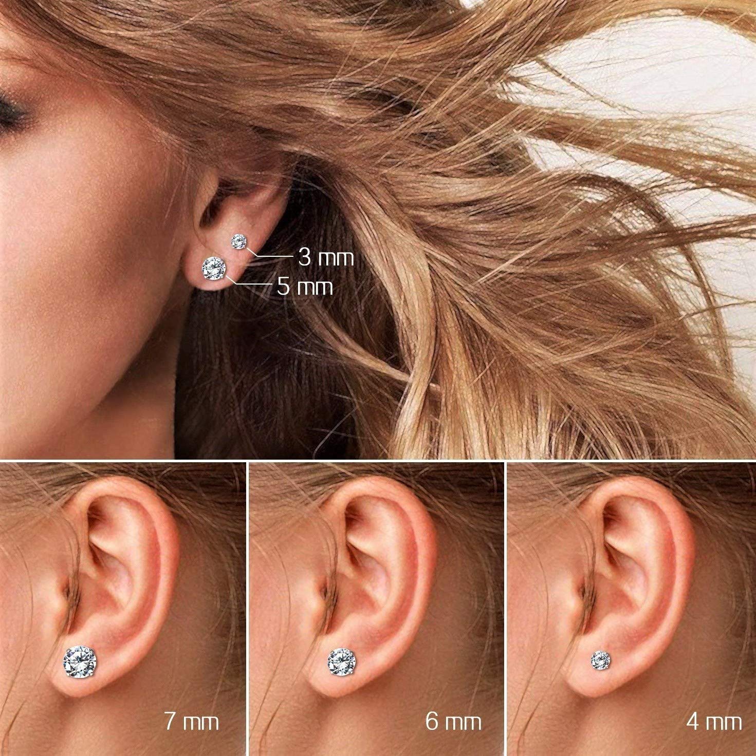 Solid 14k Yellow Gold Solitaire Round Cubic Zirconia CZ Stud Earrings with 14k Gold Butterfly Push Backings (4mm)