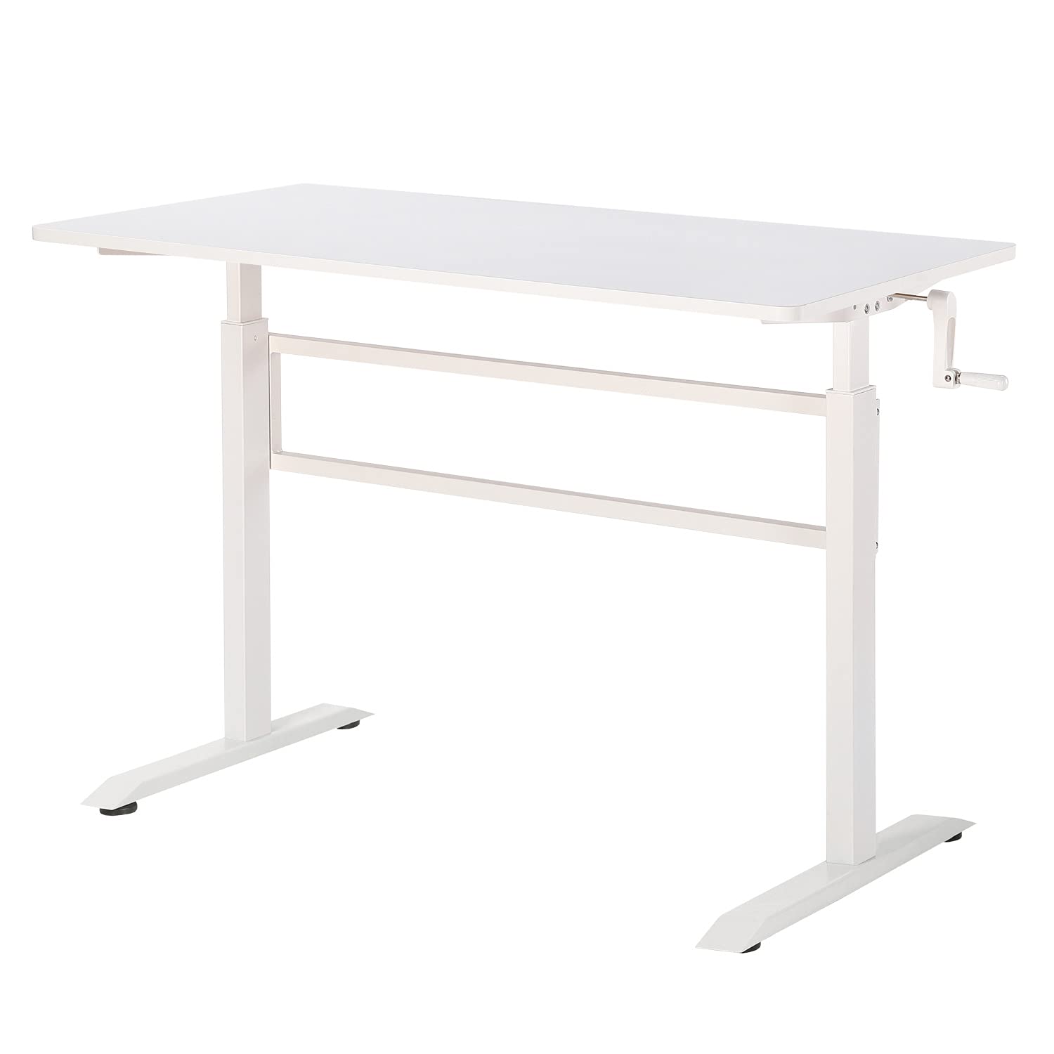 UNICOO Manual Standing Desk Adjustable Height Heavy Duty Game Desk, Crank Adjustable Desk, Adjustable Computer Desk, Manual Stand Up Desk with Headphone Hook,48 x 24 Inches(SYK01-Light Oak)