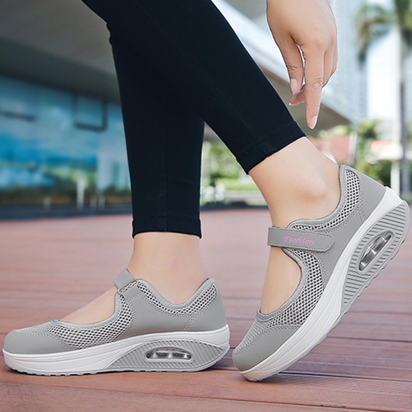 Women's Comfortable Working Nurse Shoes Non-Slip Adjustable Breathable Walking Buffer Fitness Casual Nursing Orthotic Lightweight Shoes Arthritis Diabetes Heel Pain Grey