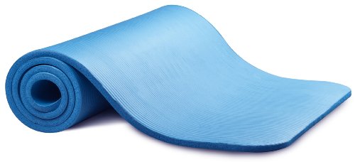 Signature Fitness All Purpose 1/2-Inch Extra Thick High Density Anti-Tear Exercise Yoga Mat with Carrying Strap, Blue