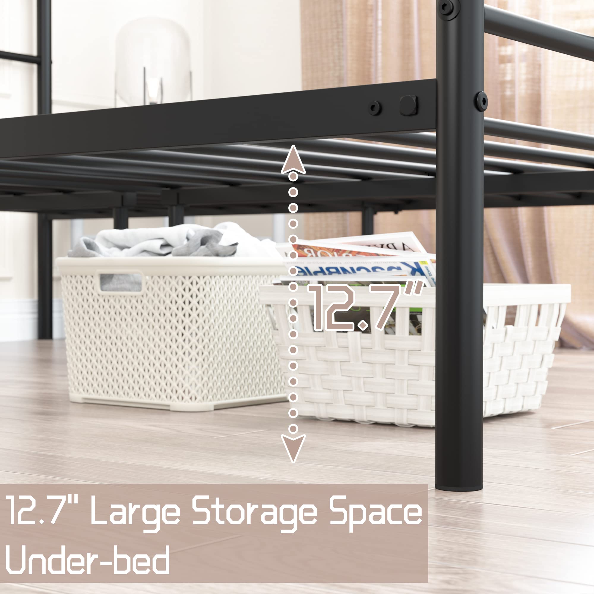 Weehom Metal Bed Frame Platform Mattress Foundation/Box Spring Replacement Platform Bed Kids Bed Twin Black