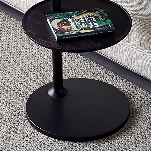 Sofa Side Table Couch Table Round Wood Side Table with Rotatable Tabletop, 2 Tier Coffee End Table Nightstand for Living Room, Bedroom, Small Spaces, Modern Home Decor Bedside Table End Table Coffee