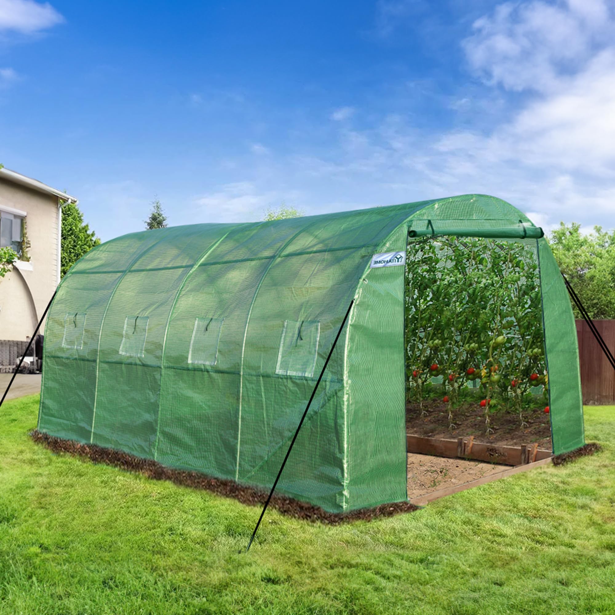YITAHOME10'x7'x7' Greenhouses Large Walk-in Green House Heavy Duty Tunnel Green Houses Outdoor Portable Plant Gardening Upgraded Galvanized Steel Frame Zipper Doors 5 Crossbars Garden