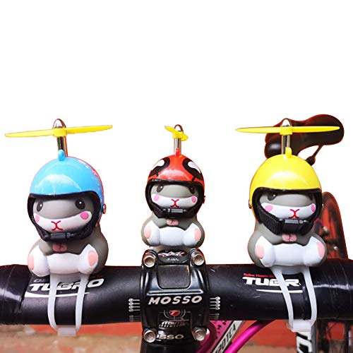 WENMOS Bike Bell for Outdoor,Cute Rubber Bicycle Accessories with Led Light,Cute Hamster Model with Helmet Handle-Bar Glowing Horn for Bicycle, Motorbike, Fixed Cog (Bear, One Size)