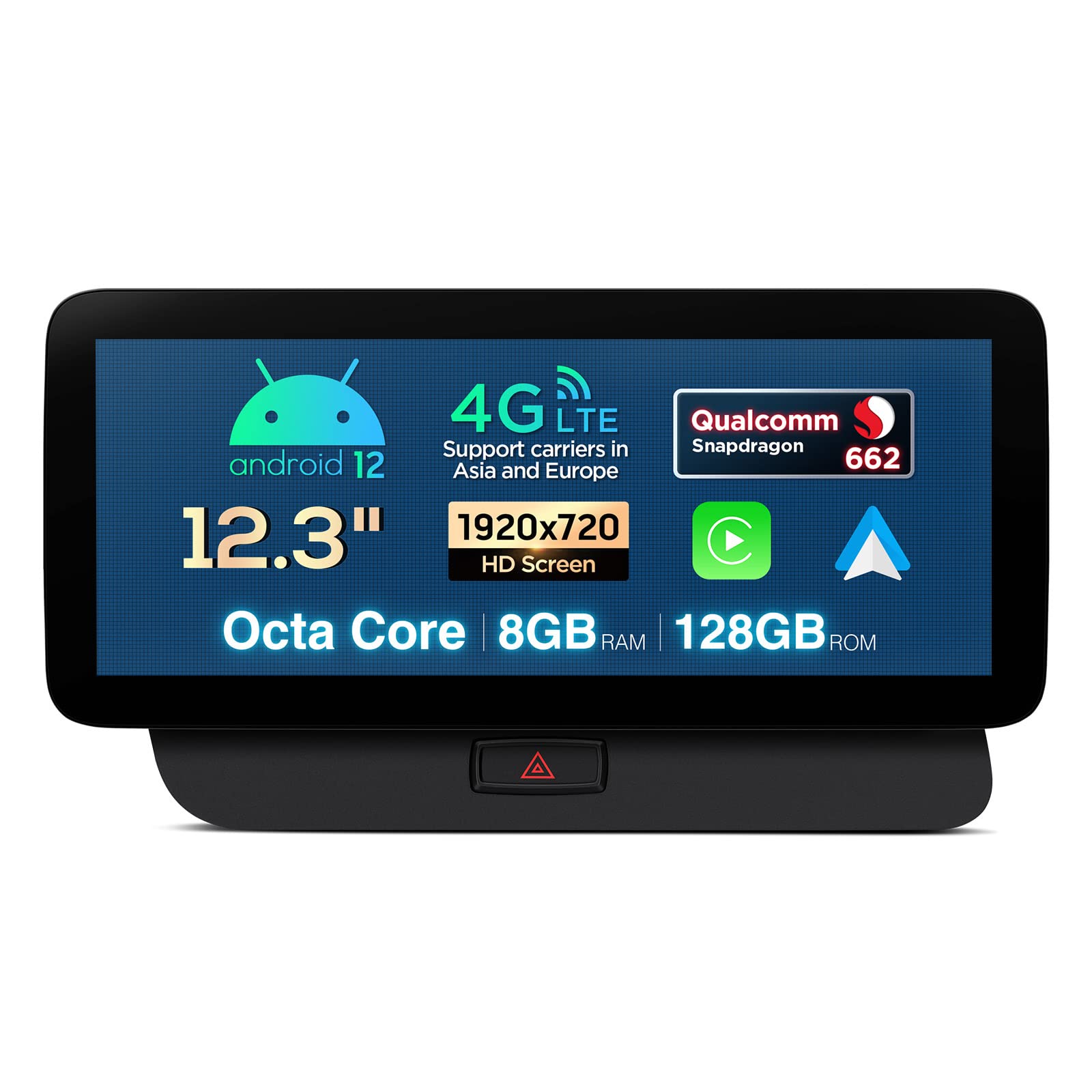XTRONS 12.3 Inch IPS Car Touch Screen for Audi Q5 Concert/Symphony Radio System, Android 12 Car Stereo Radio GPS Navigation - Qualcomm Octa Core, 8GB+128GB, Car Play, Android Auto, 5GHz WiFi