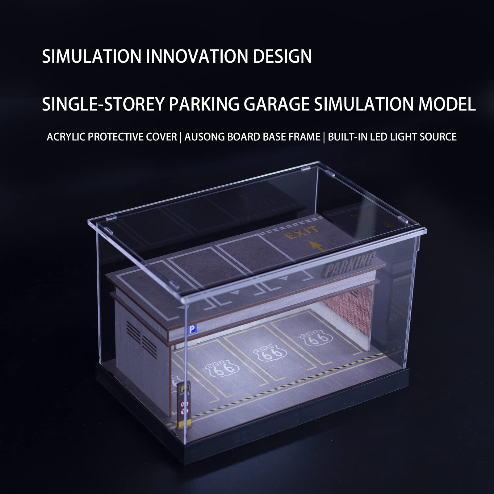 SIKIVOT 1/64 Scale Hot Wheels Display Case ,Parking Lot Model Car,Die-cast Car Garage Display Case, Hot Wheels Parking Garag,8 Parking Space with LED Light and Acrylic Cover (7641 Red Brick Wall