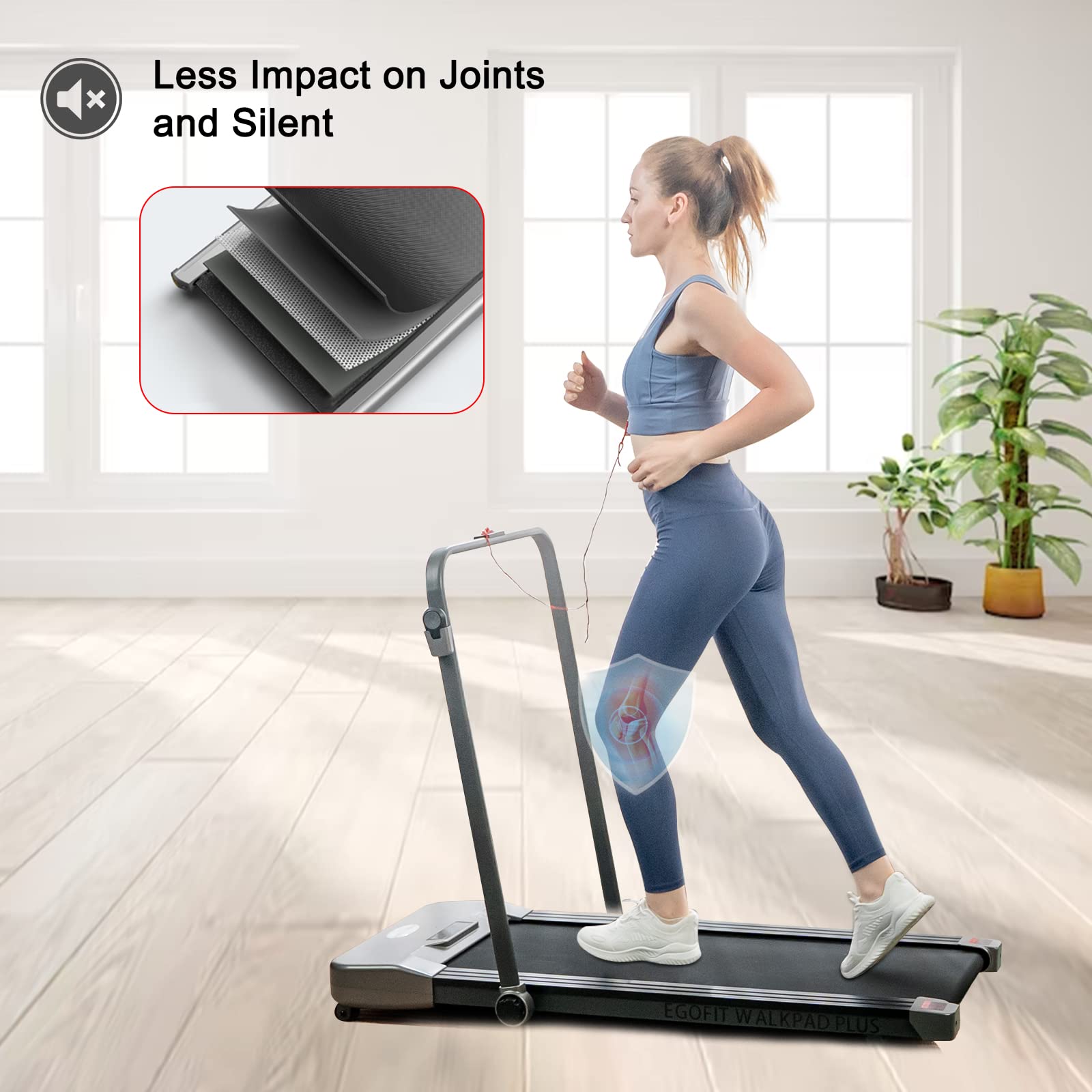 Treadmills for Home Under Desk Treadmill for Walking Running 2 in 1 Folding Treadmill for Home Office Use Flat Walking Pad Egofit WalkPad Plus F1T