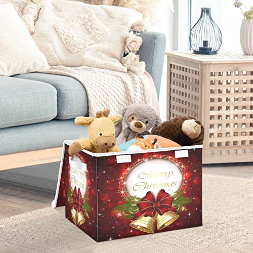 xigua Merry Christmas Storage Bins with Lids Foldable Large Cube Storage Boxes with Handles for Home Bedroom Closet Office (16.5x12.6x11.8 in)#46