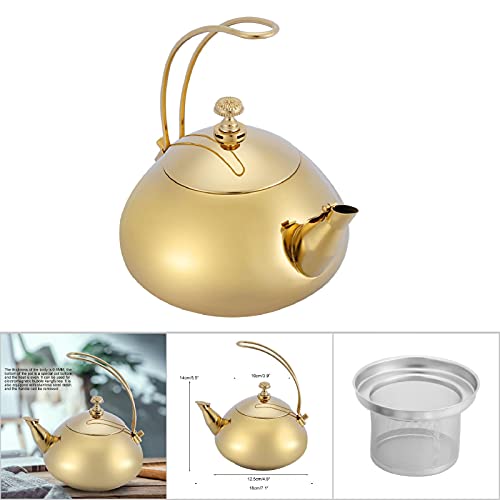 Teakettle Teapot Induction Cooker Pot Kettle Kungfu Tea for Pot Plant 1.5L Planting Pot Potted Plant Stovetop Teakettles (Gold)