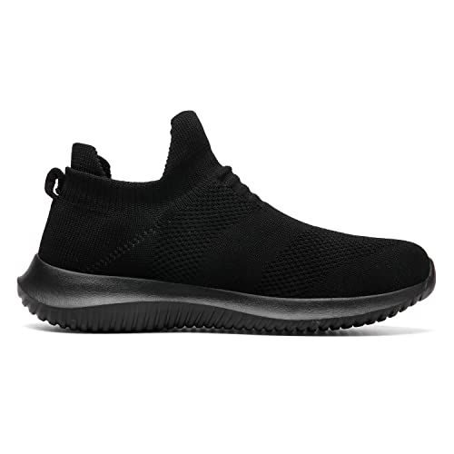 Women's Slip On Walking Shoes Lightweight Breathable Running Casual Comfortable Work Sneakers All Black 7 US 37EU