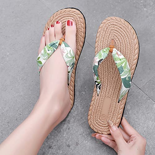 Women's Summer Thong Sandals House Slippers Open Toe Casual Cool Flip Flops Non Slip Stylish Comfy Beach Sandal Green