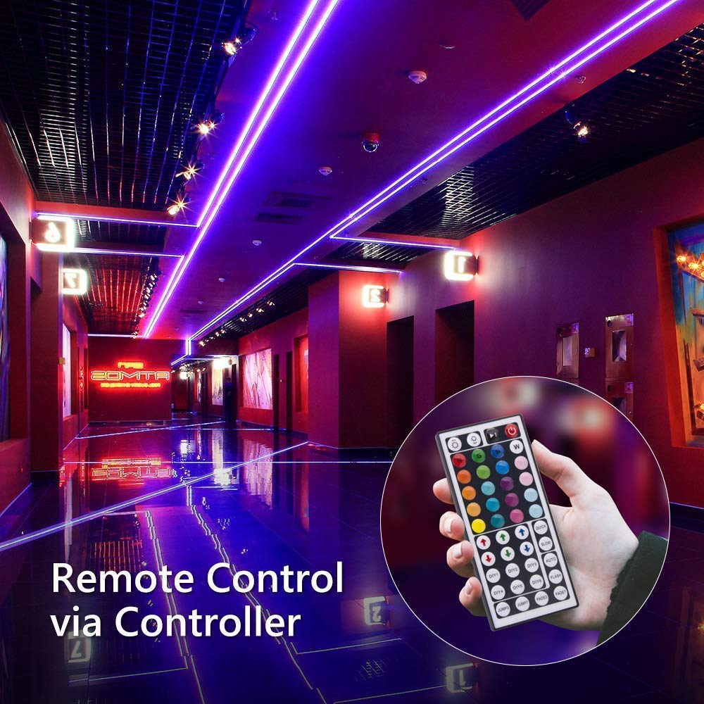 Suyoo LED Strip Light Kit 16.4ft/5m 240LED Flexible Color Changing RF Remote Led Lights Strips 5050 RGB Rope Light with 44 Key Controller 12V3A Power Supply