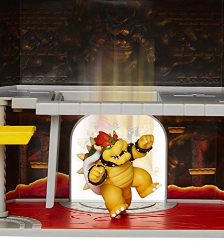 Super Mario Nintendo Deluxe Bowser's Castle Playset with 2.5" Exclusive Articulated Bowser Action Figure, Interactive Play Set with Authentic in-Game Sounds