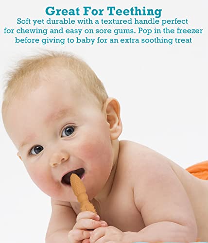 YMCF Products Baby's First Spoon | Self-Feeding Spoon | Toddler Utensil | BPA-Free Silicone 4-Pack (Sandy Beach)