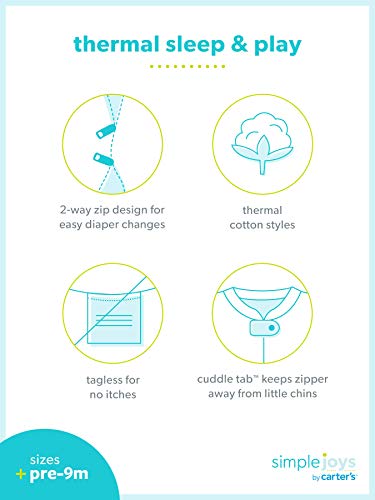 Simple Joys by Carter's Baby 2-Way Zip Thermal Footed Sleep and Play, Pack of 2, Animal/Sun, 6-9 Months