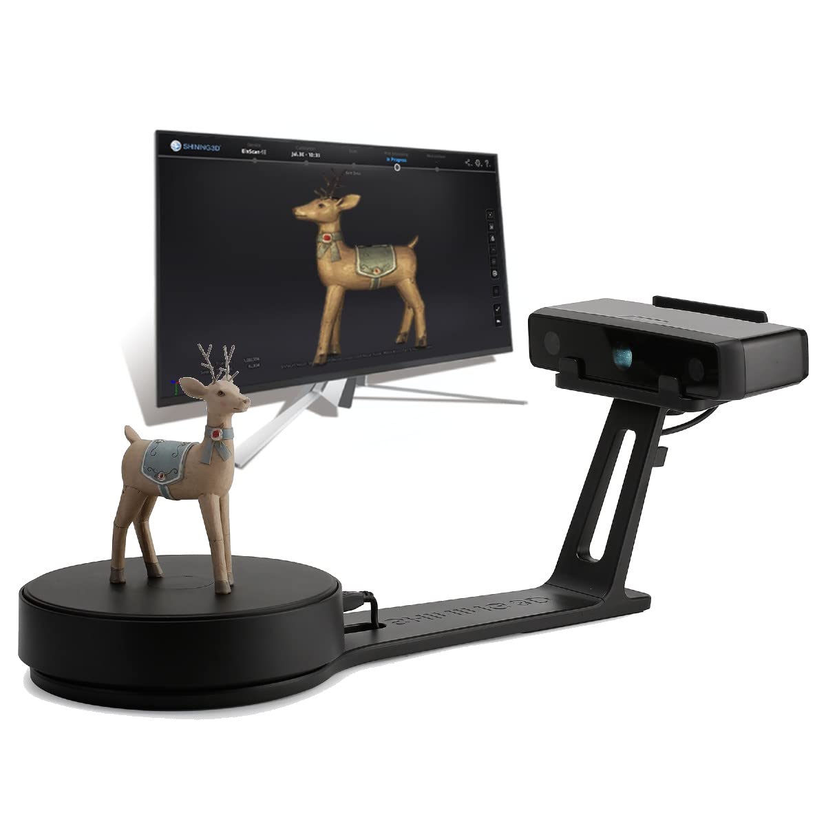 Shining3D [EinScan-SE V2] White Light Desktop 3D Scanner, 0.1 mm Accuracy, 1s Single Scan Speed, 700mm Max Scan Volume, Fixed/Auto Scan Mode, Compatible with 3D Printers