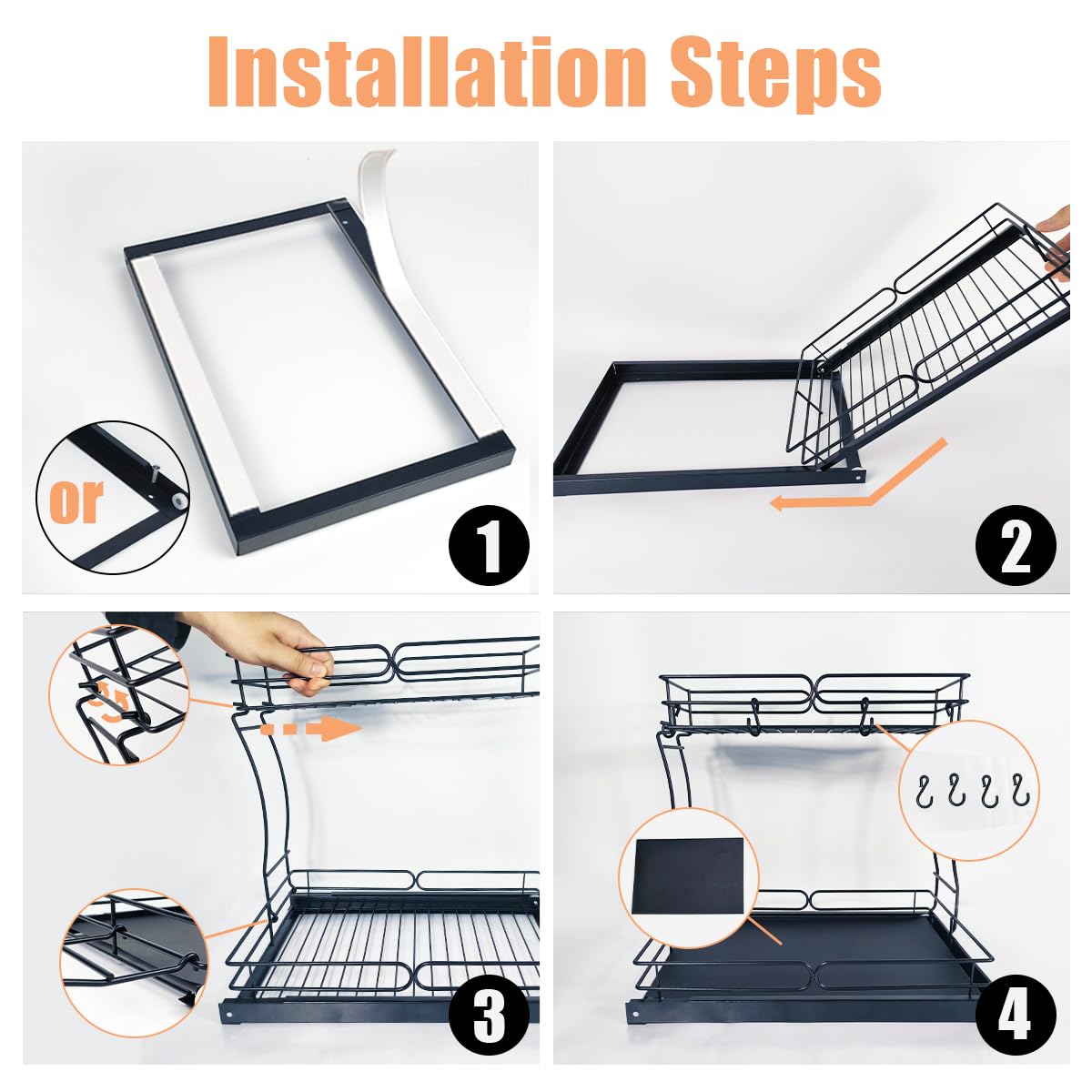 YANCONGLIDEYAN Pull Out Cabinet Organizer 2 Tier Under Sink Cabinet Organizer Storage Shelf with Sliding Storage Basket for Kitchen Bathroom Laundry Room, Request at Least 11 inch Cabinet Opening