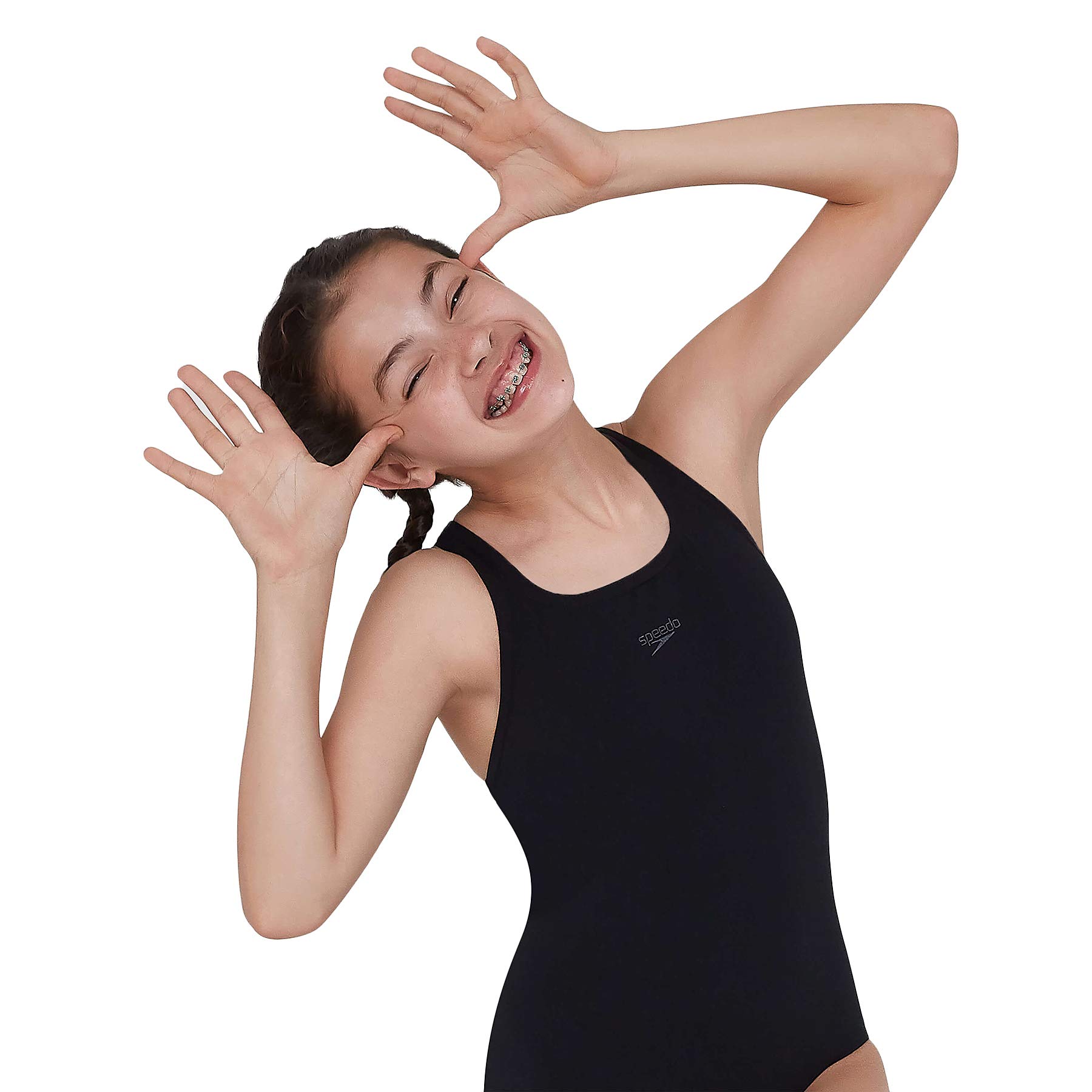 Speedo Essential Endurance+ Medalist Girls Swimsuit Age 7-8 Black