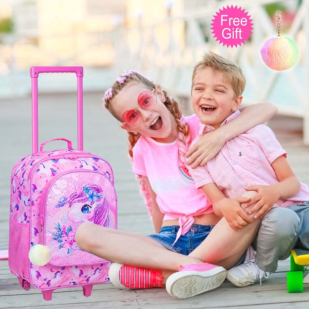 UFNDC Kids Luggage for Girls, Unicorn Suitcase Rolling with Wheels,Travel Carry on for Children Toddler elementary