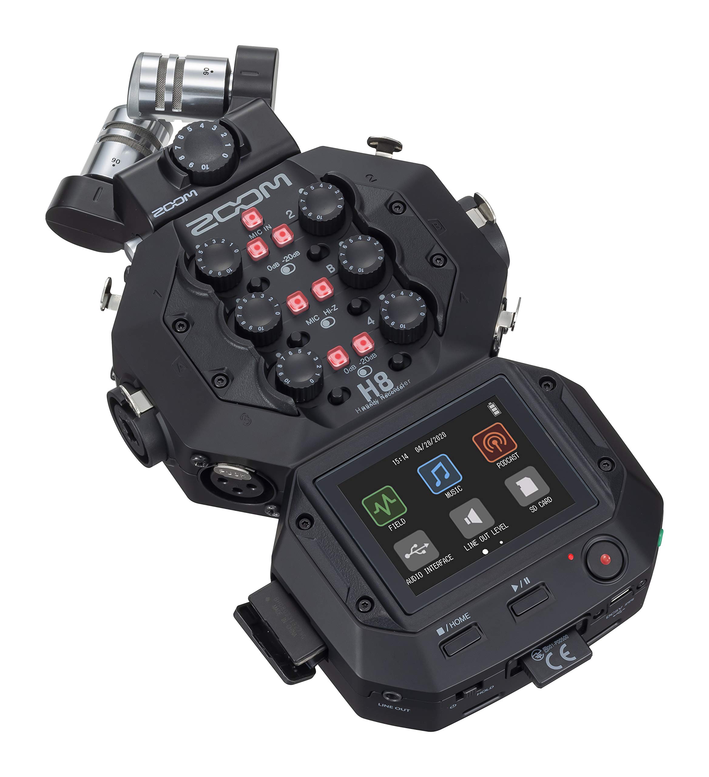 Zoom H8 12-Track Portable Recorder, Stereo Microphones, 6 Inputs, Touchscreen Interface, USB Audio Interface, Battery Powered, for Stereo/Multitrack Audio for Video, Podcasting, and Music
